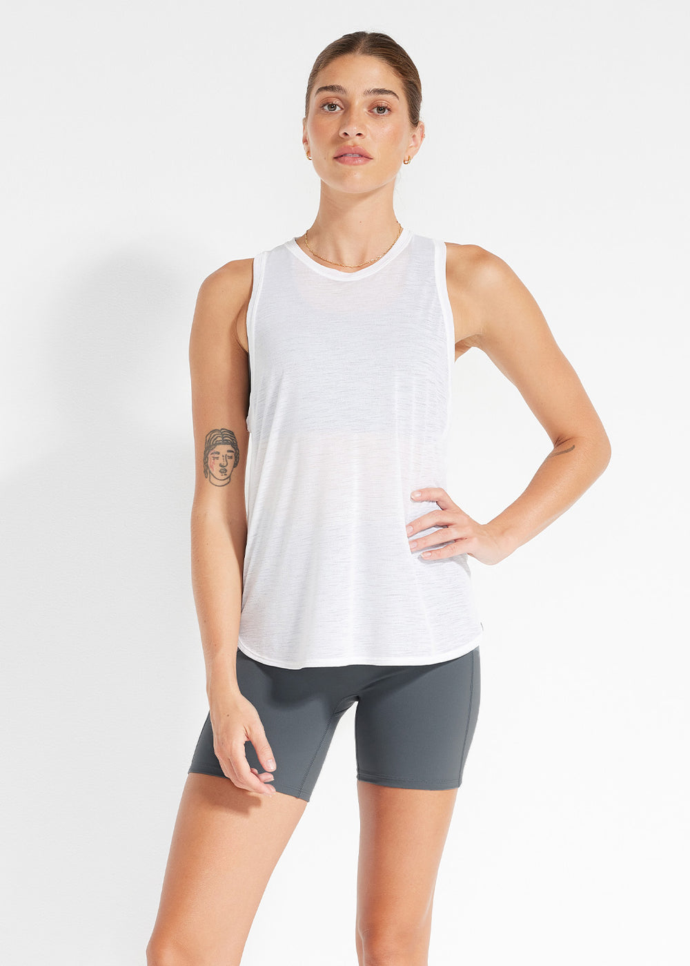 Breezy Long Tank in White | Women's Tops & Tanks