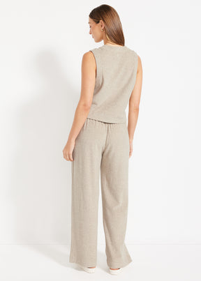 Coastal Cotton Terry Towelling Pant in Sand | Women's Casual Pants