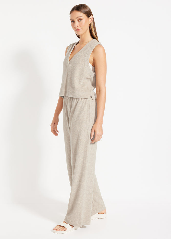Coastal Cotton Terry Towelling Pant in Sand | Women's Casual Pants