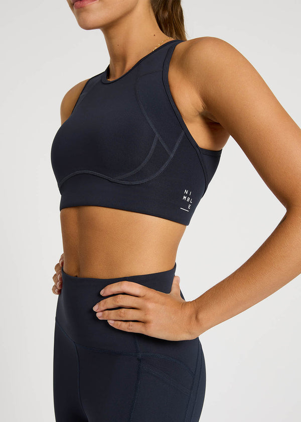 In Tempo No Bounce C-D Bra in Ink | Sports Bras | Nimble Activewear